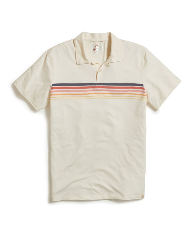 Marine Layer - Sport Crest Stripe Recycled Polo White Multi Stripe ...